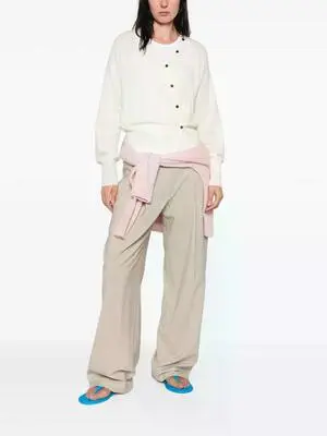 IVORY PARIS Asymmetric V-neck Long Sleeve Sweater