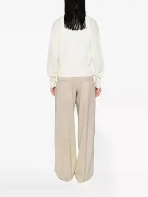 IVORY PARIS Asymmetric V-neck Long Sleeve Sweater