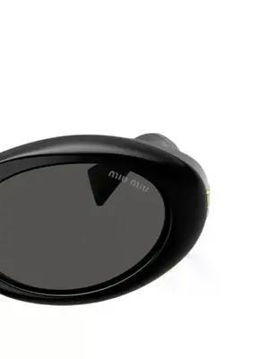 Miu Miu Oval Frame Sunglasses - Black