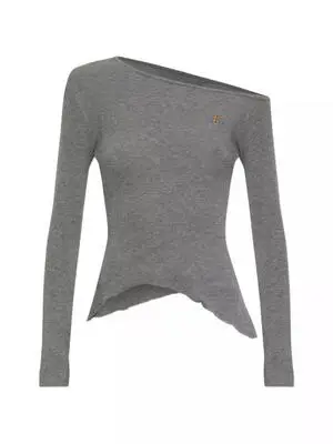 VIVIENNE WESTWOOD Orb-embroidered Asymmetric T-shirt - Grey