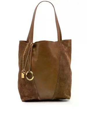 Chloé 2025-2026 Suede And Grained Buffalo Leather Spin Tote Bag - Brown