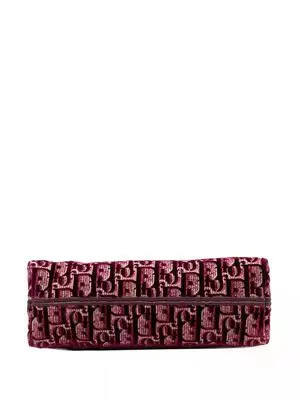 Dior 2021 Oblique Embroidered Velvet Cosmetic Pouch - Red