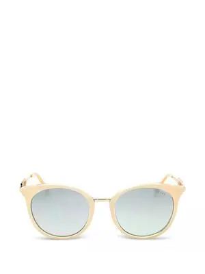Guess Round Frame Sunglasses With Logo Detail - Neutrals