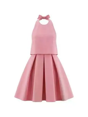Valentino Garavani Bow-detail Pleated Dress - Pink