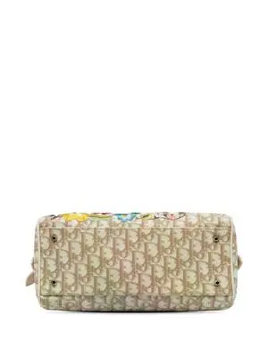 Dior 2004 Diorissimo Coated Canvas Floral Embroidered Boston Bag - Neutrals