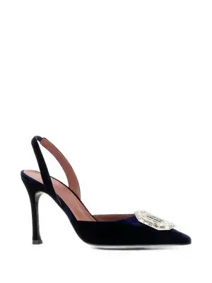Amina Muaddi Camelia Crystal-embellished Pumps - Blue