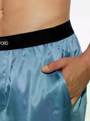 TOM FORD Logo-waistband Pajamas Bottoms - Blue
