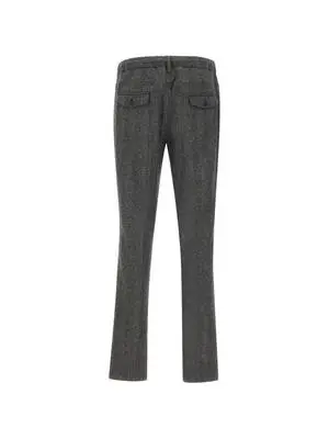 Eleventy Herringbone Pattern Drawstring Trousers