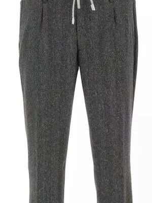Eleventy Herringbone Pattern Drawstring Trousers