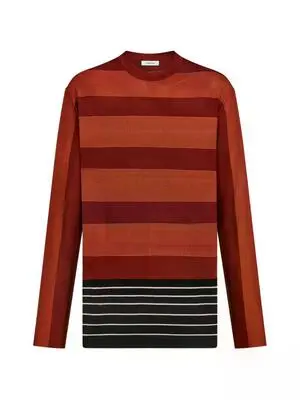 FERRAGAMO Striped Viscose Crew Neck Sweater