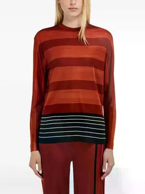 FERRAGAMO Striped Viscose Crew Neck Sweater