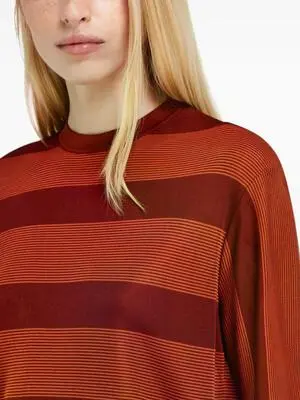 FERRAGAMO Striped Viscose Crew Neck Sweater