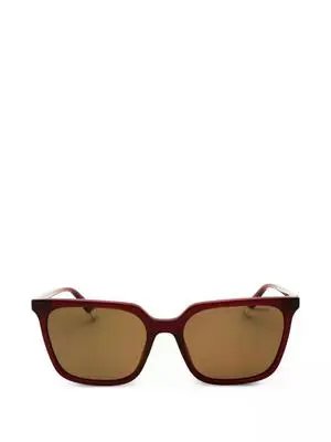 POLAROID Rectangle Frame Sunglasses With Brown Tinted Lenses - Red
