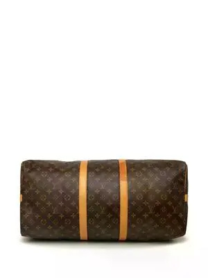 LOUIS VUITTON Monogram Keepall Bandouliere 55 Travel Bag - Brown