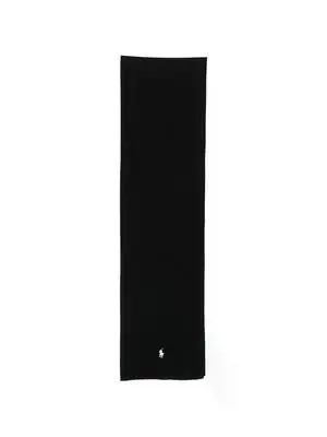 Polo Ralph Lauren Logo-embroidered Ribbed Scarf - Black
