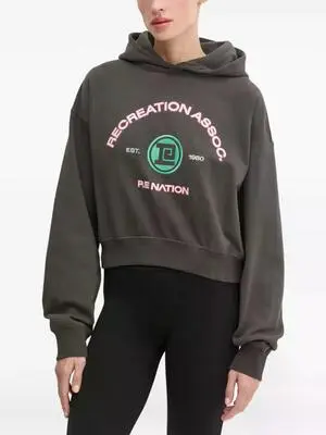 P.E Nation Cresent Logo-embroidered Cropped Hoodie