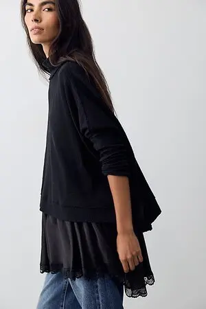 We The Free Moon Daisy Turtle-neck Two-piece Top - Black