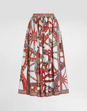 Dolce & Gabbana Carretto-print Poplin Long Skirt - Multicolor