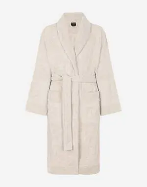 Dolce & Gabbana Bathrobe In Terry Cotton Jacquard Monochrome Bathrobes - Multicolor
