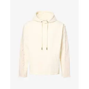 HONOR THE GIFT Denim-panel Cotton-jersey Hoodie - Bone