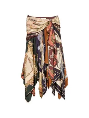 Zimmermann Valiant Printed Silk Skirt - Brown