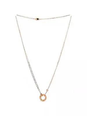 Cartier 2 Diamonds Love Pendant 18k Rose Gold And Diamonds Necklace - Pink