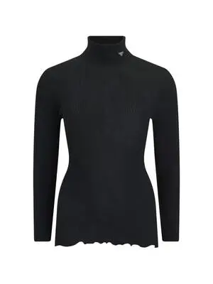 Prada Enamelled Triangle Logo Ribbed Knit Sweater