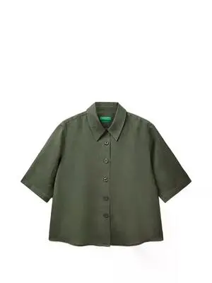 BENETTON Short-sleeved Boxy-fit Shirt - Green