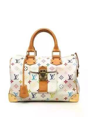 LOUIS VUITTON Monogram Multicolore Speedy 30 Boston Bag - White