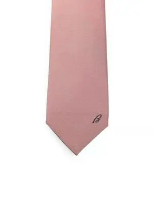 Brioni Logo-embroidered Silk Tie - Pink