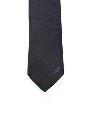 Brioni Herringbone-weave Logo-embroidered Tie