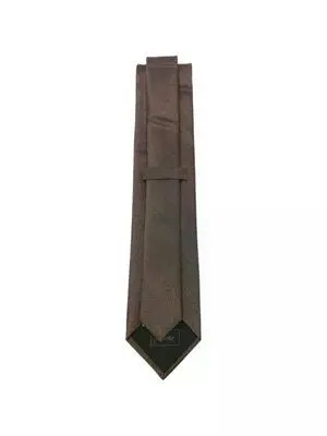 Brioni Herringbone-pattern Silk Tie - Brown
