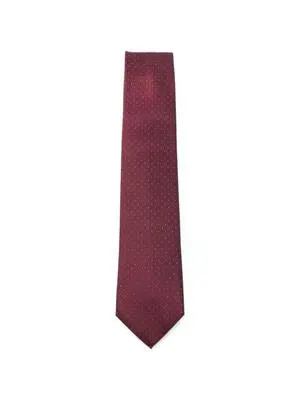 Brioni Polka-dot Herringbone-pattern Tie - Red