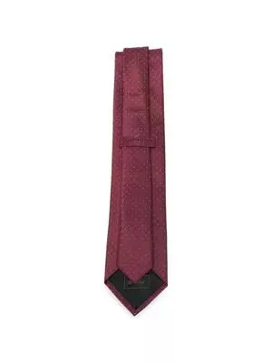 Brioni Polka-dot Herringbone-pattern Tie - Red