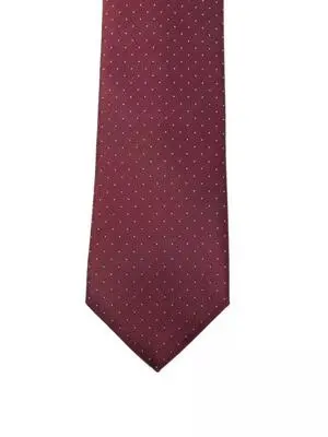 Brioni Polka-dot Herringbone-pattern Tie - Red