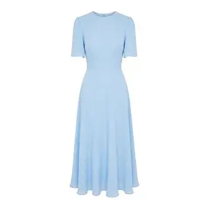 POST MERIDIEM Chiffon Midi Dress With Rhinestones - Blue