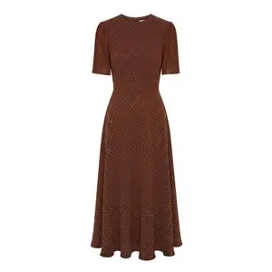 POST MERIDIEM Chiffon Midi Dress With Rhinestone Embellishments