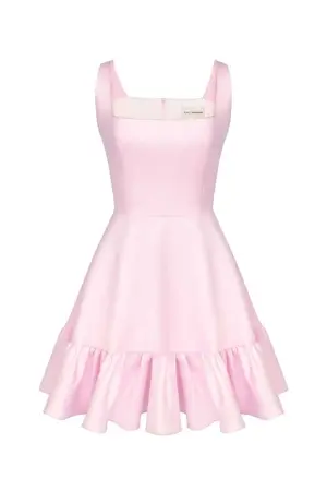 POST MERIDIEM Flounced Strap Mini Dress