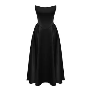 POST MERIDIEM Tuck Corset Midi Dress