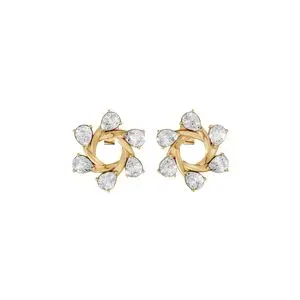 AYA FINE JEWELRY Aveline Pear Cut Lab Grown Diamond Floral Stud Earrings In Gold - Yellow