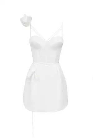 POST MERIDIEM Rose Detail Corset Bell Mini Dress