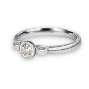 ADRIAN ASHLEY Old Mine-cut Diamond Platinum-coated Recycled Ring - Silver
