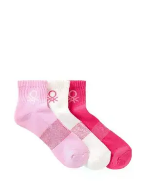 BENETTON Logo-embroidered Knitted Socks - Pink
