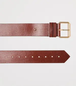 Max Mara Leather Belt With Gold-tone Buckle