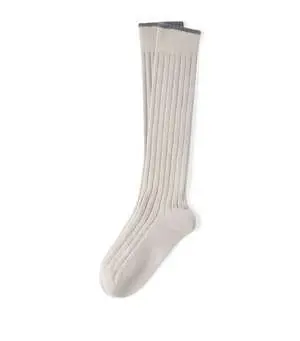 Brunello Cucinelli Cashmere Ribbed Socks - Beige