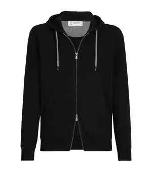 Brunello Cucinelli Cashmere Hooded Zip-up Cardigan - Black