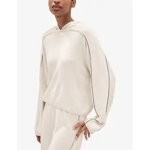 THE WHITE COMPANY Side-stripe Cropped Wool-blend Hoodie