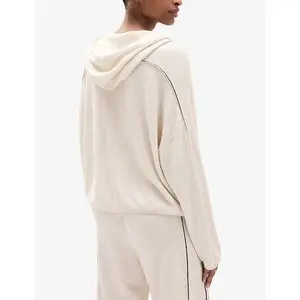 THE WHITE COMPANY Side-stripe Cropped Wool-blend Hoodie