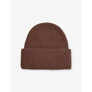Max Mara Cashmere Beanie Hat With Embroidered Logo - Rust