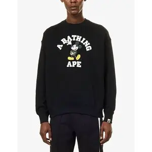 A BATHING APE Mickey Graphic Cotton-jersey Sweatshirt
